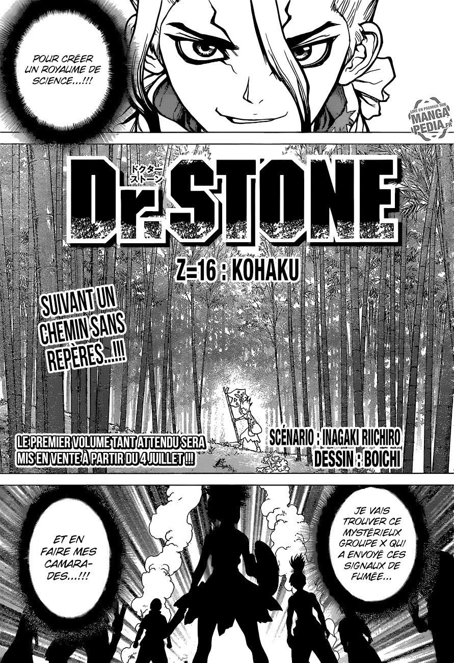 Scan Dr. Stone Chapitre 16 : Kohaku - Page 1 sur ScanVF.Net