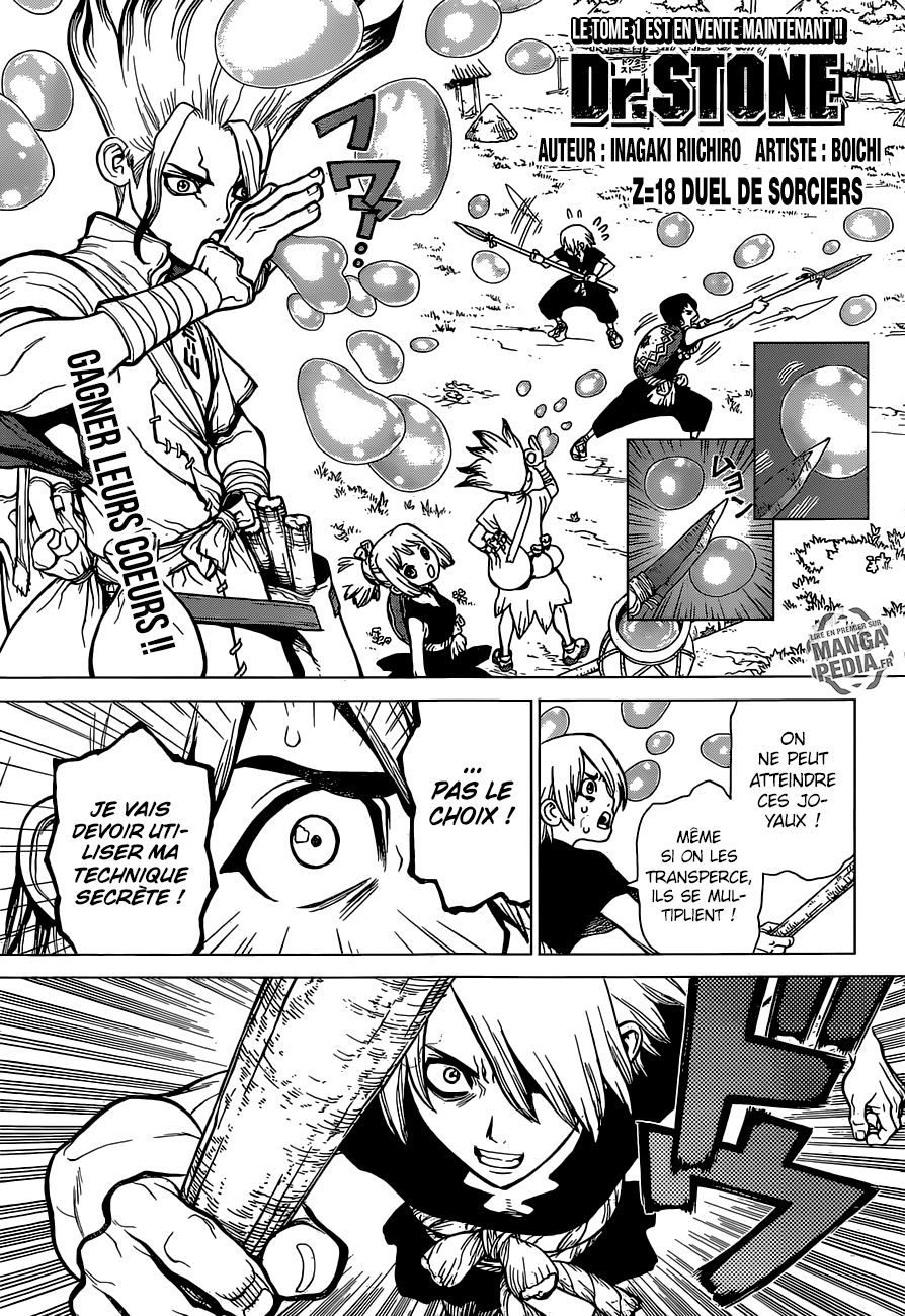Scan Dr. Stone Chapitre 18 : Duel de sorciers - Page 1 sur ScanVF.Net