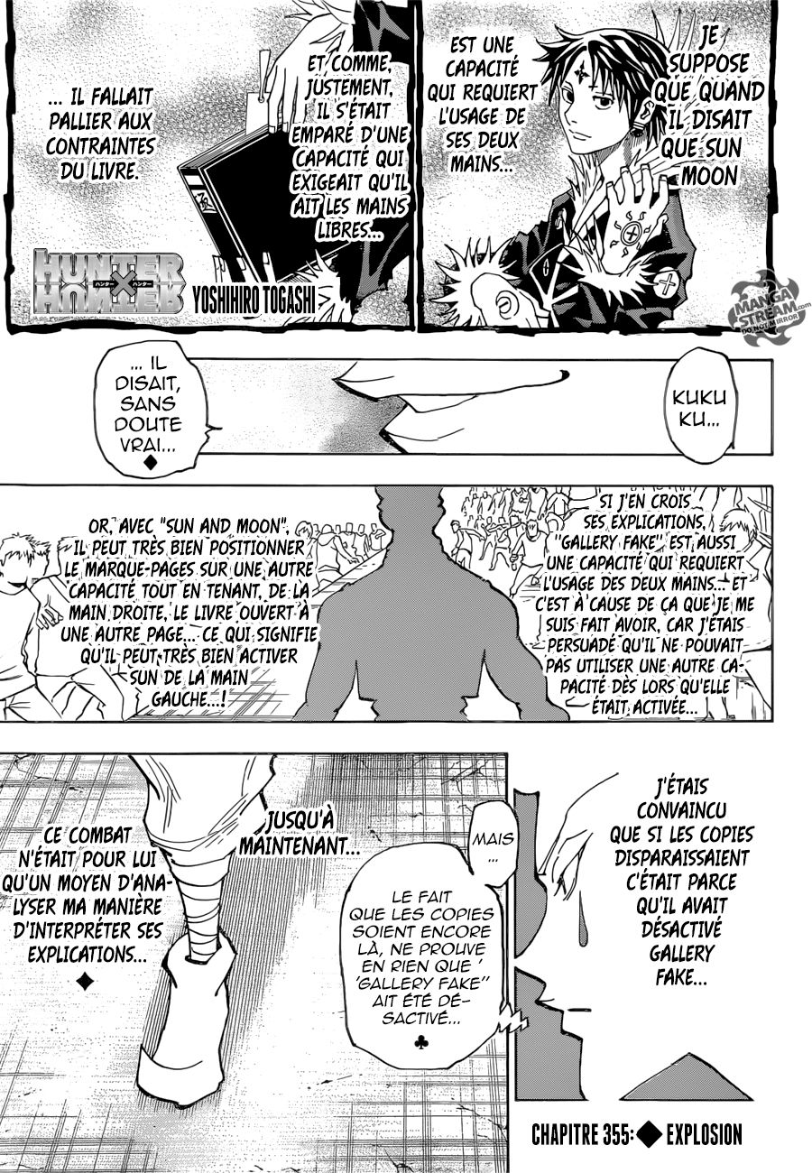 Scan Hunter X Hunter Chapitre 355 : Explosion - Page 1 sur ScanVF.Net